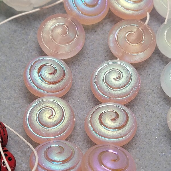NEW COLORS * 13mm Snail Shell Bead - Czech Glass Beads - Various Colors ...