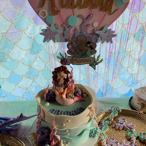 Mermaid 1st Birthday Banner, Mermaid Cake Topper, Mermaid Decorations ...