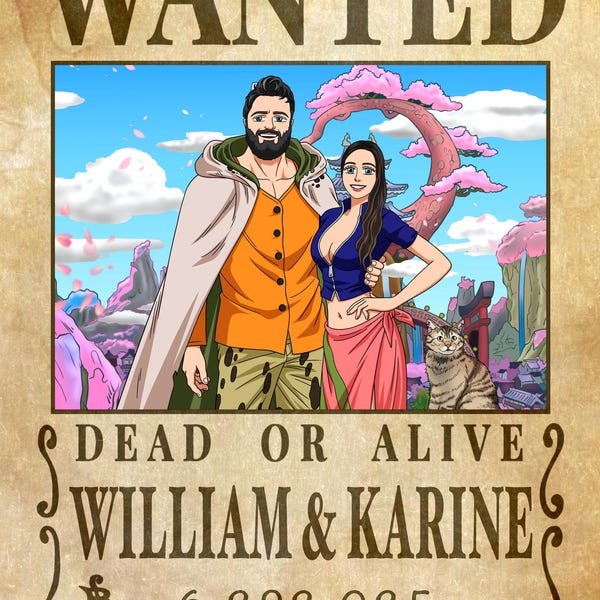 Anime Wanted Poster for A Family, Your Whole Family Member as Pirate ...