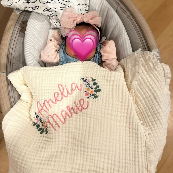 Personalized Embroidered Baby Receiving Blanket, Baby Blanket With Name ...