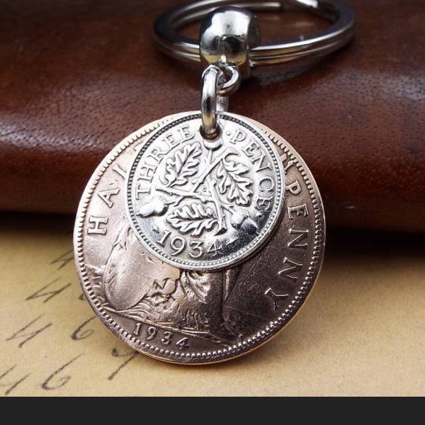 1961 Scottish Shilling Beige Tassel Coin Keyring, 63rd Birthday Gift ...