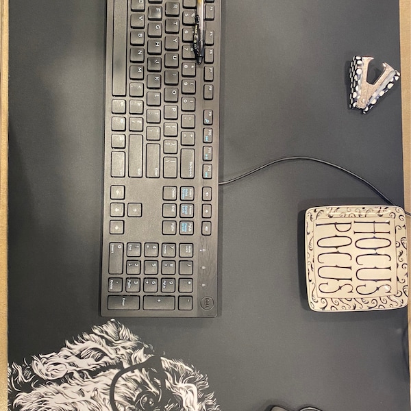 Goldendoodle Large Desk Mat, Dog Mom Mousepad, Black Desk Pad, Mouse ...