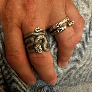 Twisted Snake Ring, Ouroboros Snake Sterling Silver Mens Ring, Snake ...