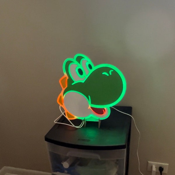 Yoshi Sign , Neon Like , Yoshi Light Art , Wall Decor, Yoshi Colored ...