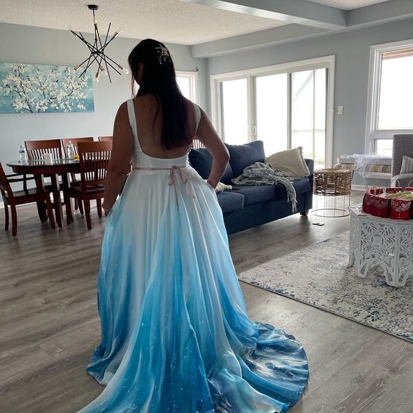 Hand Painted Dress, Ball Gown, Prom Dress, Long Formal Dress, Colorful ...