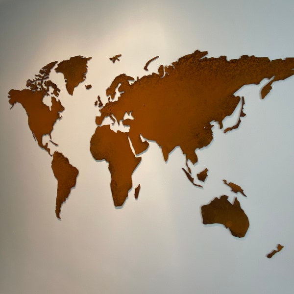 Metal World Map, Metal Wall Decor, Corten Map, Metal Wall Art, Magnetic ...