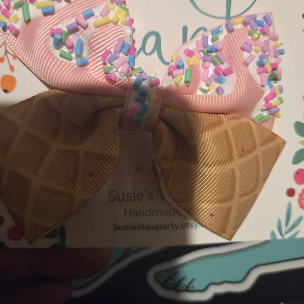 Birthday Number Bow-ice Cream Hair Bow-ice Cream Number With Sprinkle Bow-donut Bow-hair Candy ...