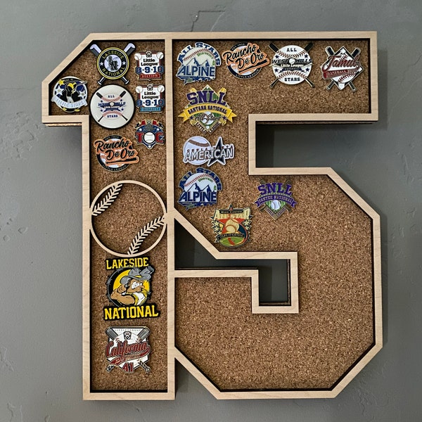 Sports Number Cork Cooperstown Pinboard Sign Team Award Display - Etsy