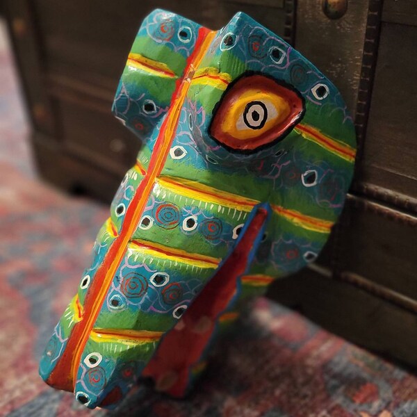 LARGE and Unique Guatemalan Dragon Mask Hand-carved Hand-painted From ...