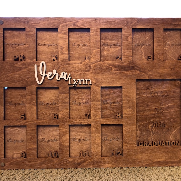 LARGE Custom School Years Photo Frame - Personalized Wood Sign - Wooden ...