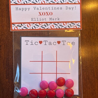 Valentine's Day Card Tic Tac Toe Treat Bag Topper Pink & Red Printable ...