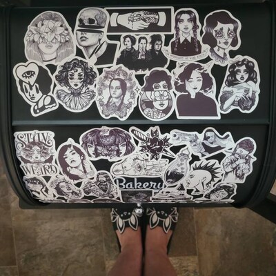 100 Cool Black and White Goth Laptop Stickers Dark Skull Tattoo Decals ...