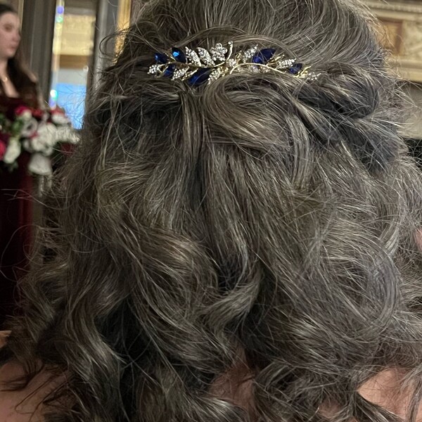 Bridal Sapphire Hair Piece Crystal Hair Comb Floral Bridal Hair ...