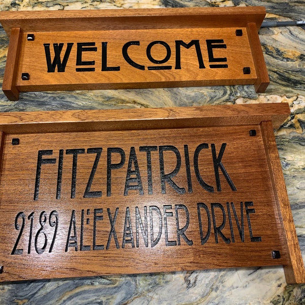 Craftsman Style Welcome Sign Greene and Greene Handmade Mahogany - Etsy
