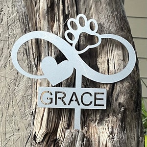 Infinity Dog Garden Stake With Heart and Paw Metal Garden Sign Custom ...