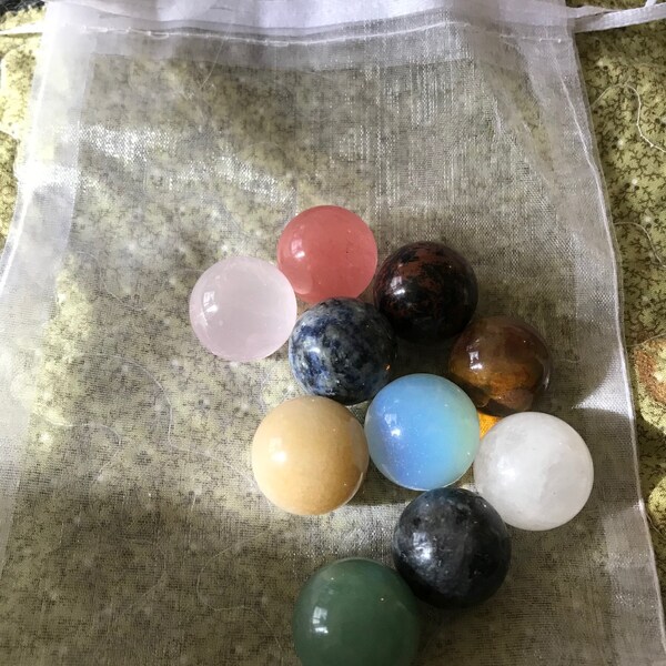10 Pcs/lot Mini Crystal Sphere, 20mm Crystal Ball, Assorted Mixed Stone ...