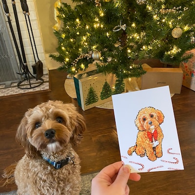 Cavapoo Christmas Card - Etsy