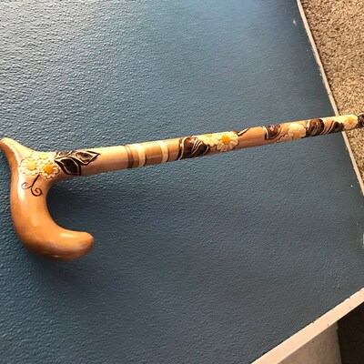 Walking Cane for Ladies Chamomile Flower, Hand-carved Pretty Cane With ...