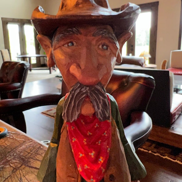 Wood Carving - Figure of Hillbilly With Tall Funny Hat - Hillbilly ...