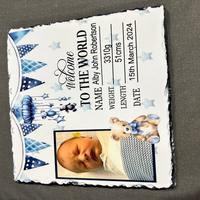 Editable in Canva Baby Boy Baptism Sublimation Slate Design/ Png Add ...