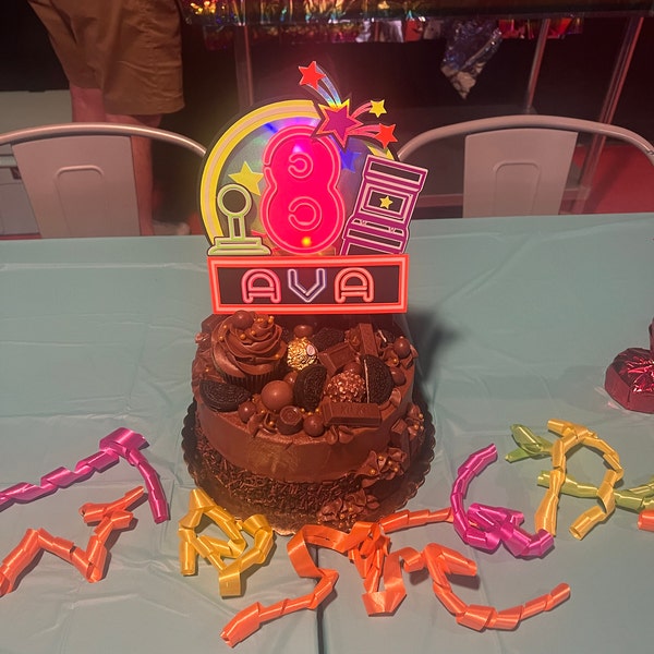 Glow Arcade Theme Cake Topper | Laser Tag| Glow in the Dark Theme Party ...