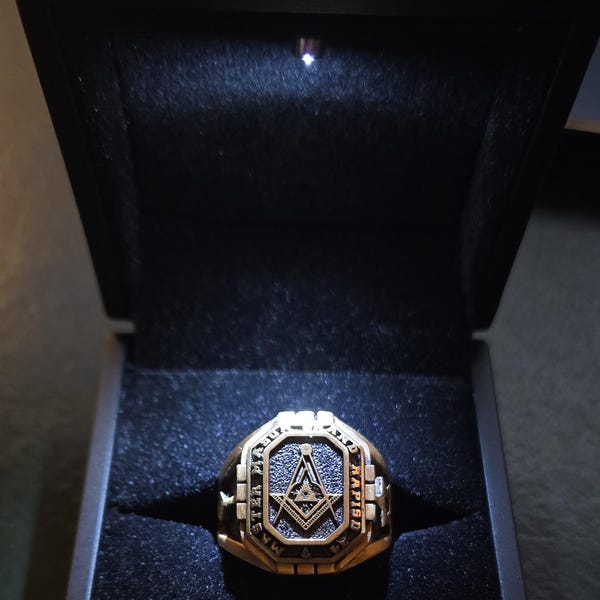 Customized Masonic Ring, Master Mason Ring for Man, Freemason Gold Ring ...
