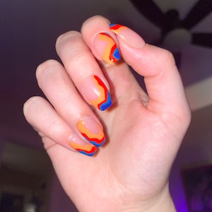 STACY Holographic Transparent Blue Kidcore Nails Press on - Etsy