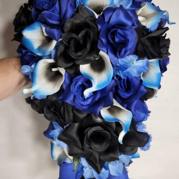 Dark Red Purple Black Rose Calla Lily Wedding Bridal Wedding Bouquet ...