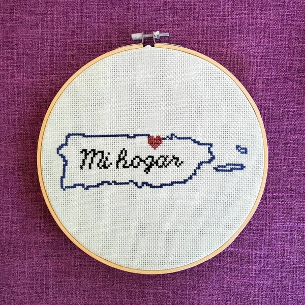 PUERTO RICO Map Cross Stitch Pattern. Puerto Rican Embroidery Pattern ...