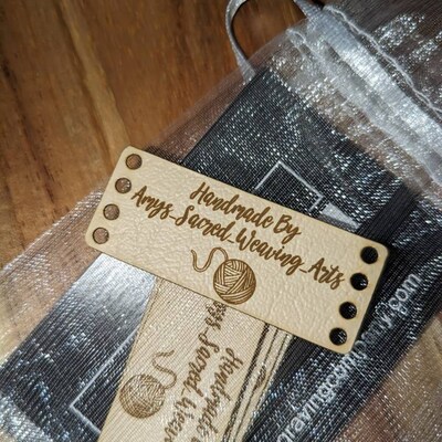 Personalised, Set of 10 Rectangle Loop, Faux Leather, Custom Knitting ...