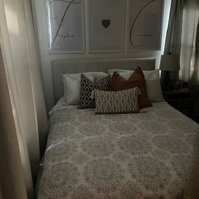 Couple Name Initials Print, Master Bedroom Above Bed Art Couple Bedroom ...