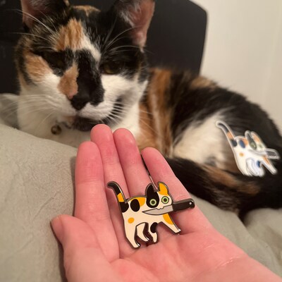 Calico Knifecat Enamel Pin - Etsy