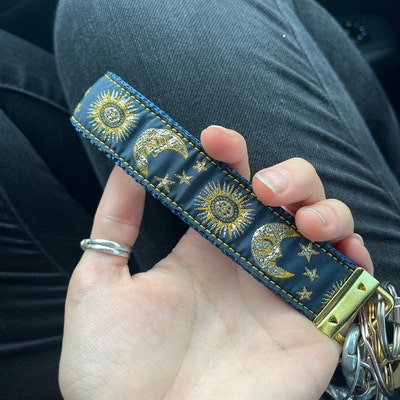 Sun and Moon Key Fob, With Brass Plated Hardware - Etsy