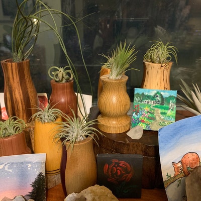 Vase Wood Hand Turned Live Edge Twig Pot Dried Flowers - Etsy