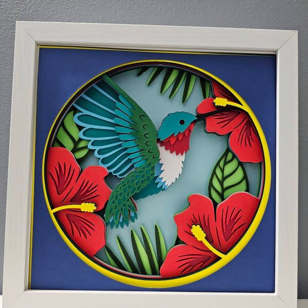 3D HUMMINGBIRD Svg - Shadow Box Svg - Layered Cardstock Svg - for ...