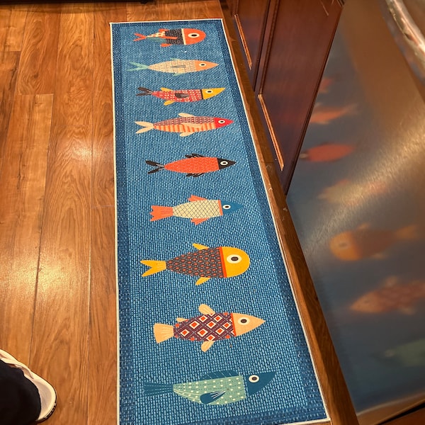 Non Slip Washable Fish Blue Kitchen Rug Runner Carpet Mat - Etsy