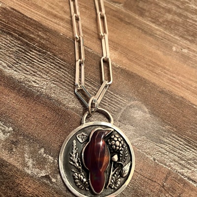 Hand Forged Oak Leaf, Acorn and River Rock Charm Pendant - Etsy