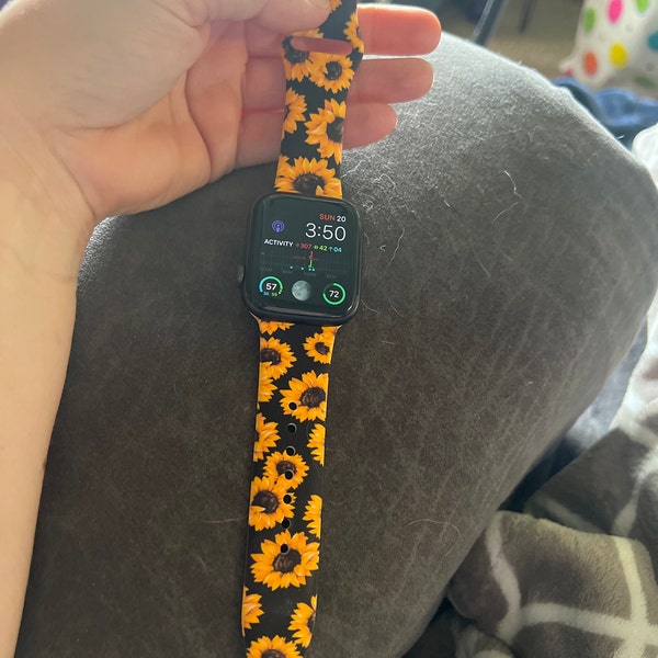 Apple Watch Sunflower Floral Flower Pattern Print Silicone Band Gift ...