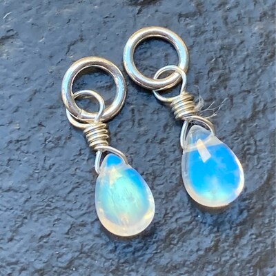 Rainbow Moonstone October Birthstone Necklace Charm, Sterling Silver ...
