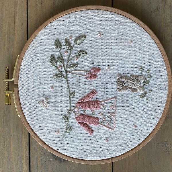 Wildflowers Meadow Embroidery Pattern, Flowers and Herbs Heart Hand ...