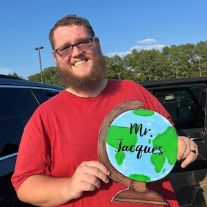 Personalized GLOBE TEACHER SIGN Class Classroom Name Room Door Plaque ...