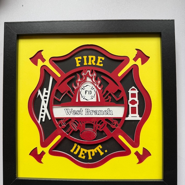 3D Fire Firefighter Svg Light Box - Fireman Shadow Box - Fire Truck 3D ...