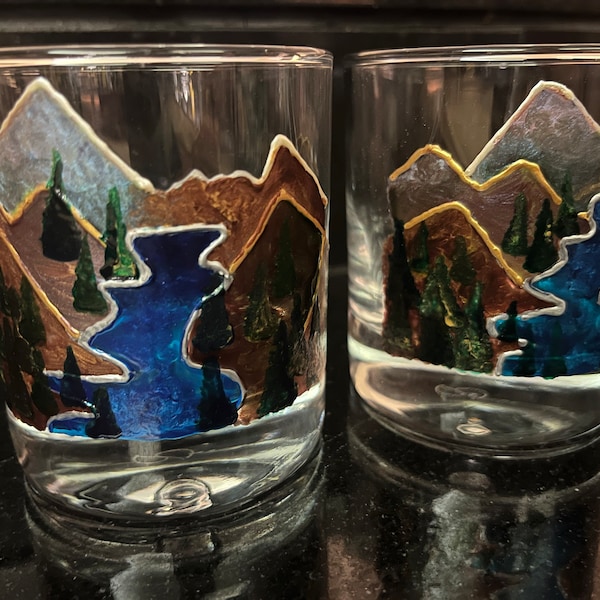 Wildflowers Hand Painted Glassware, Set of 2 Glasses, Mixed Flowers ...