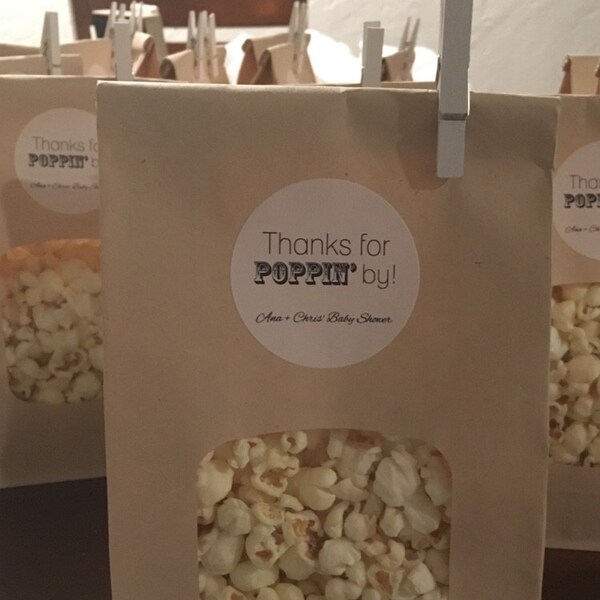 Thanks for Popping by Popcorn Favor Stickers Personalized Baby Shower ...