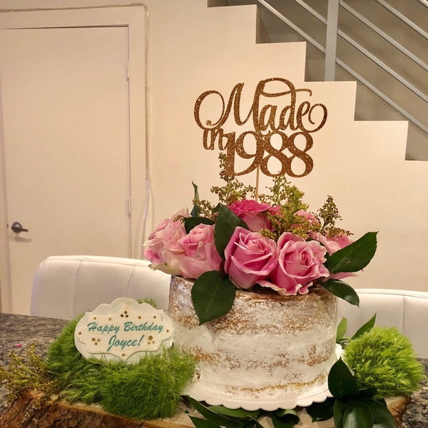 Made in 1988 Cake Topper, Birthday Cake Topper, Birth Year Cake Topper ...