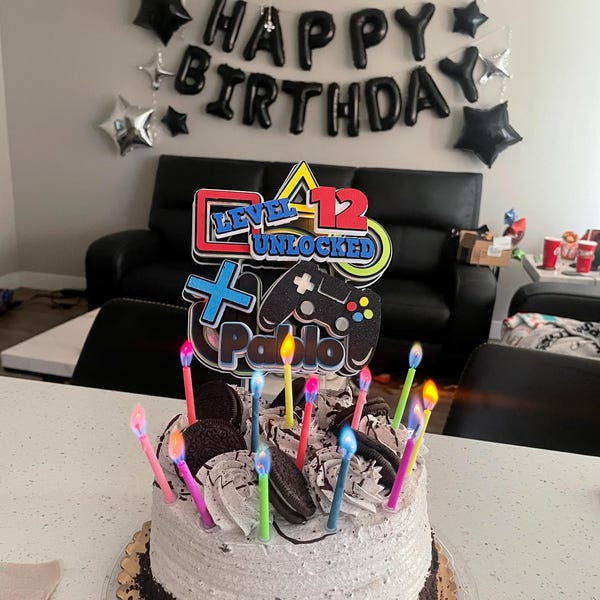 Gamer Cake Topper, Level up Party,video Game Birthday - Etsy