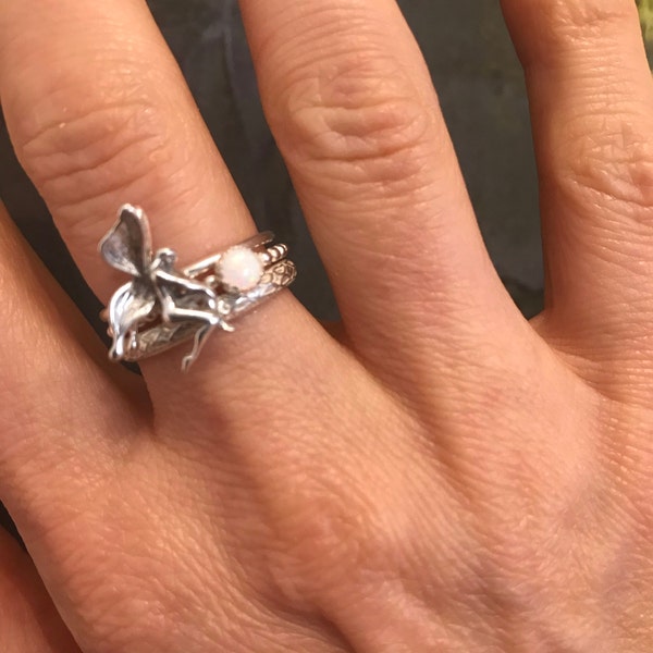 Fairy Ring, Forest Fairy Ring, Silver Fairy Ring, Silver Rings, Opal ...