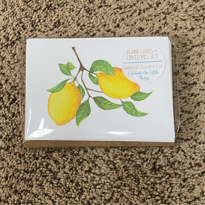 Lemons Card Set . Watercolor Lemon Cards . Greeting Cards Notes . Fruit ...