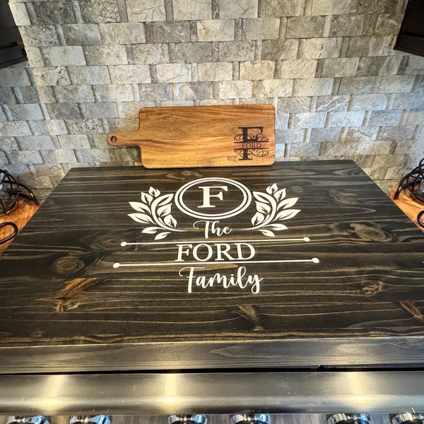 Personalized Stove Cover | Farmhouse Decor| Wood Stove Top Cover | Gas ...