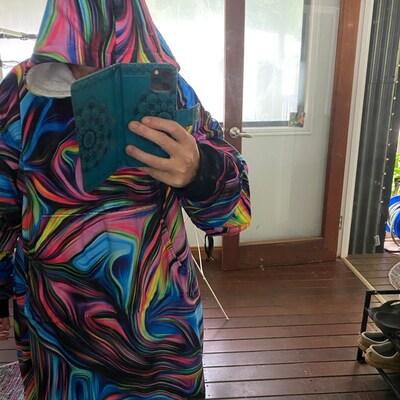 Neon Sunrise Vaporwave Retro Synthwave Snowboarding Windbreaker and Ski ...